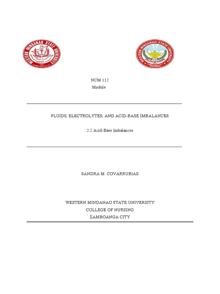 Module Ncm112 ACID BASE 1 | PDF | Diseases And Disorders | Physiology