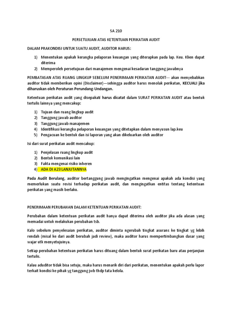 Ringkasan SA 210 | PDF