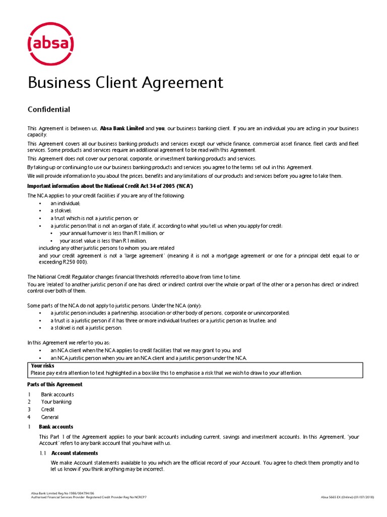 Business Client Agreement en | Download Free PDF | Online Banking ...