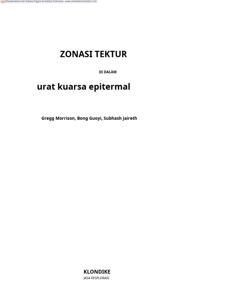 Zonasi Tektur Urat Kuarsa Epitermal: Gregg Morrison, Bong Guoyi ...