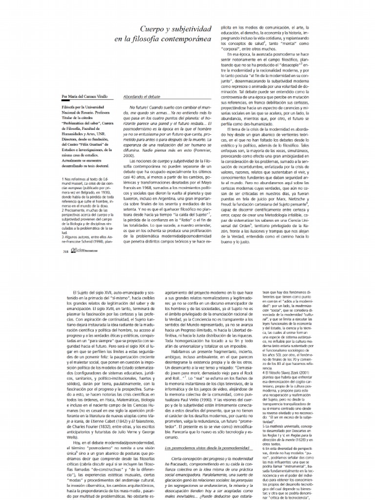 Cuerpo y Subjetividad | PDF