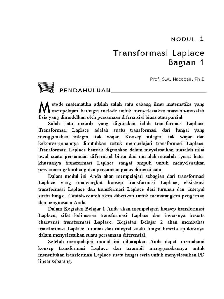 Transformasi Laplace: Konsep dan Aplikasi | PDF