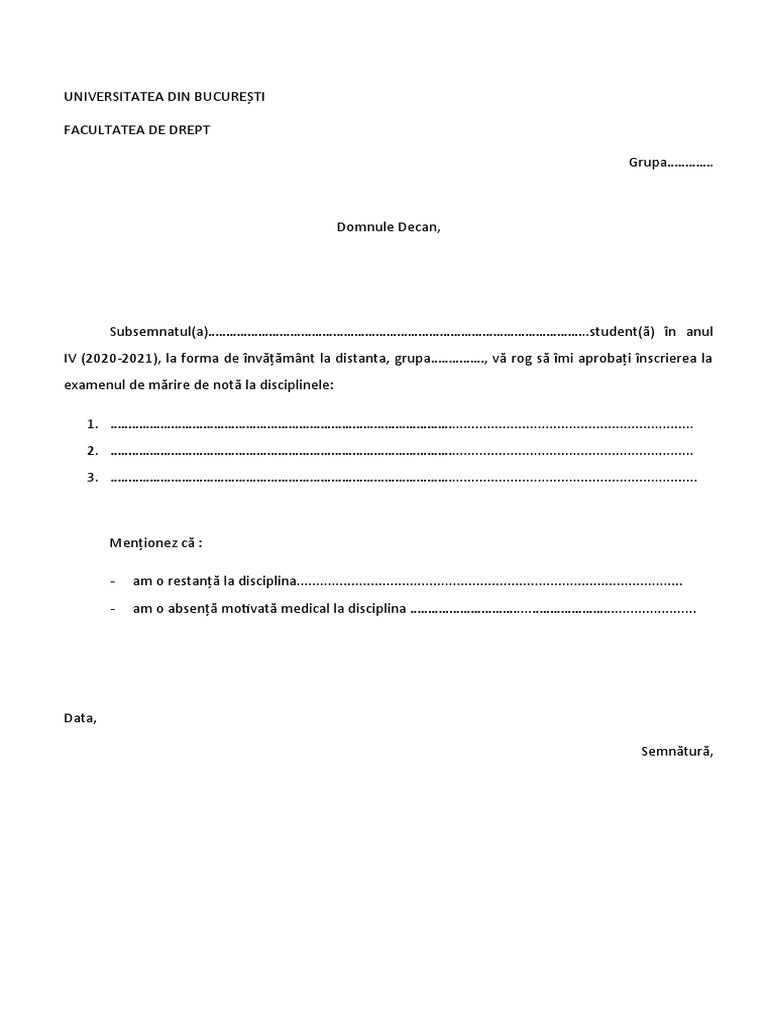 Cerere Marire Note 2020-2021 | PDF