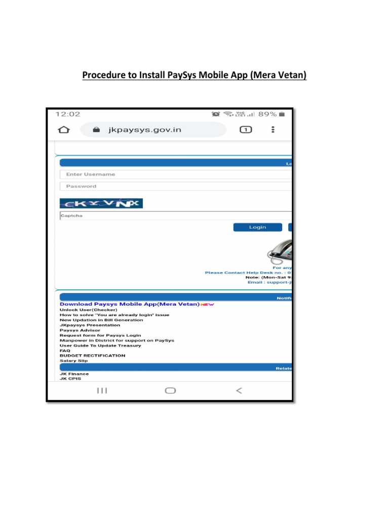Procedure To Install PaySys Mobile App | PDF