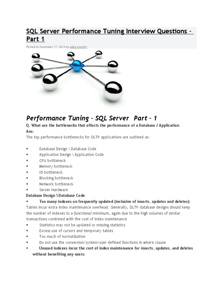 SQL Server Performance Tuning Interview Questions | PDF | Database Index | Microsoft Sql Server