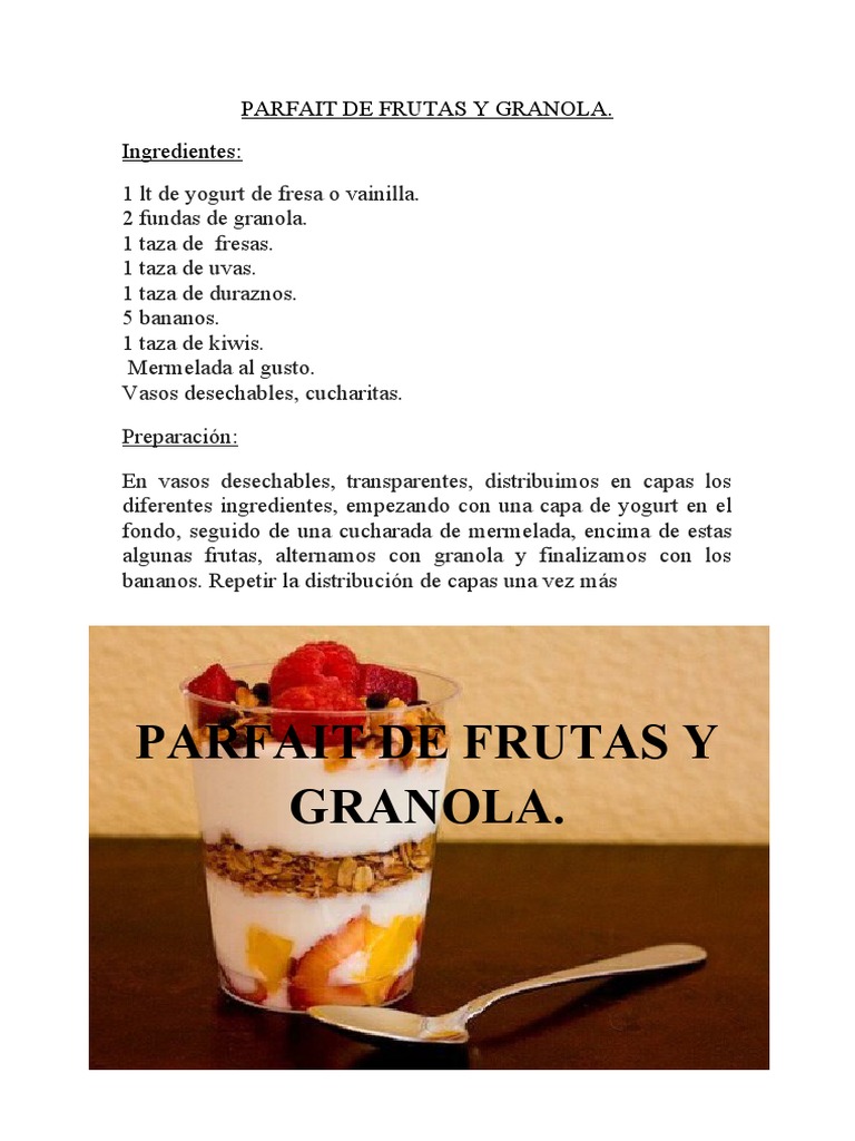 Parfait de Frutas y Granola para Vender | PDF
