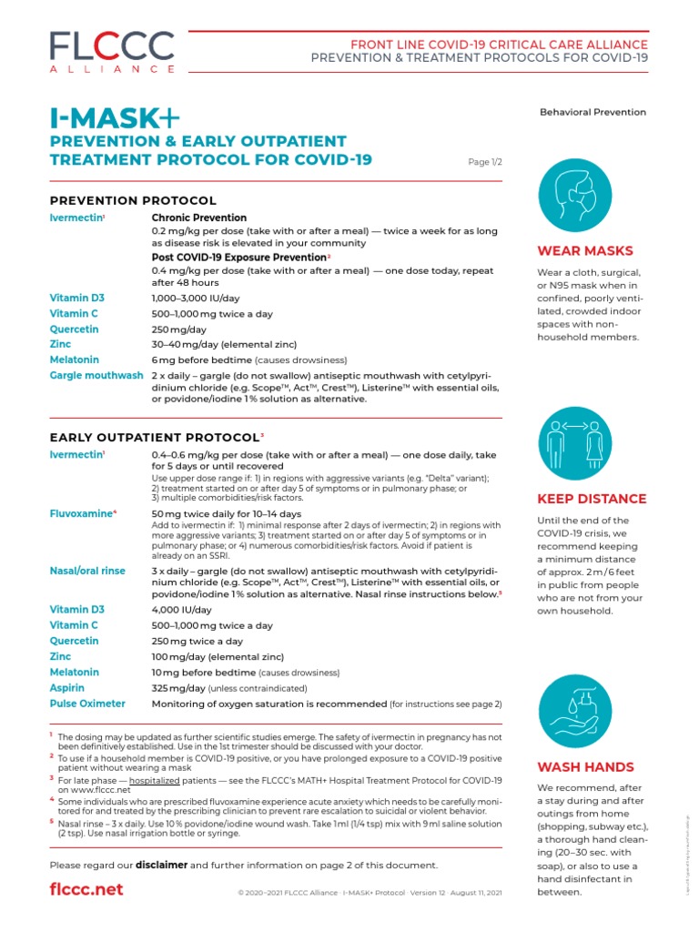 FLCCC Alliance I MASKplus Protocol ENGLISH | PDF | Chemistry | Dose ...