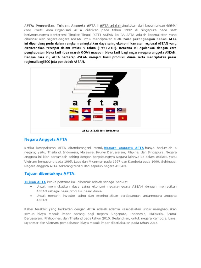 AFTA | PDF