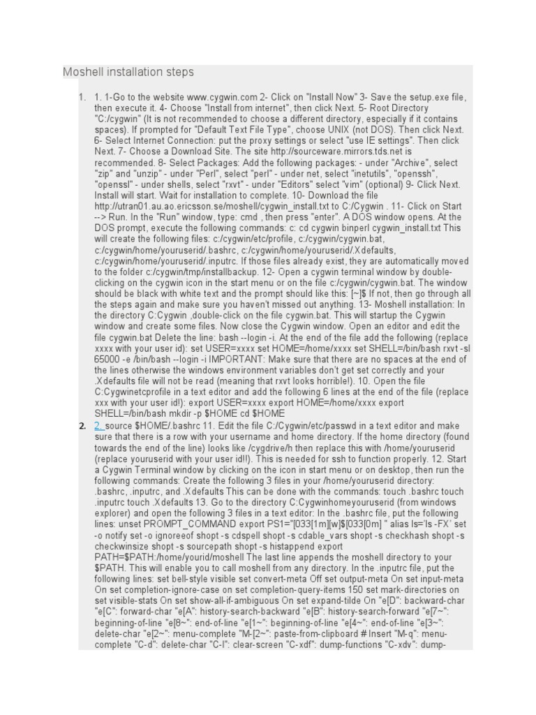 Moshell Installation Steps | PDF | Zip (File Format) | Computer File