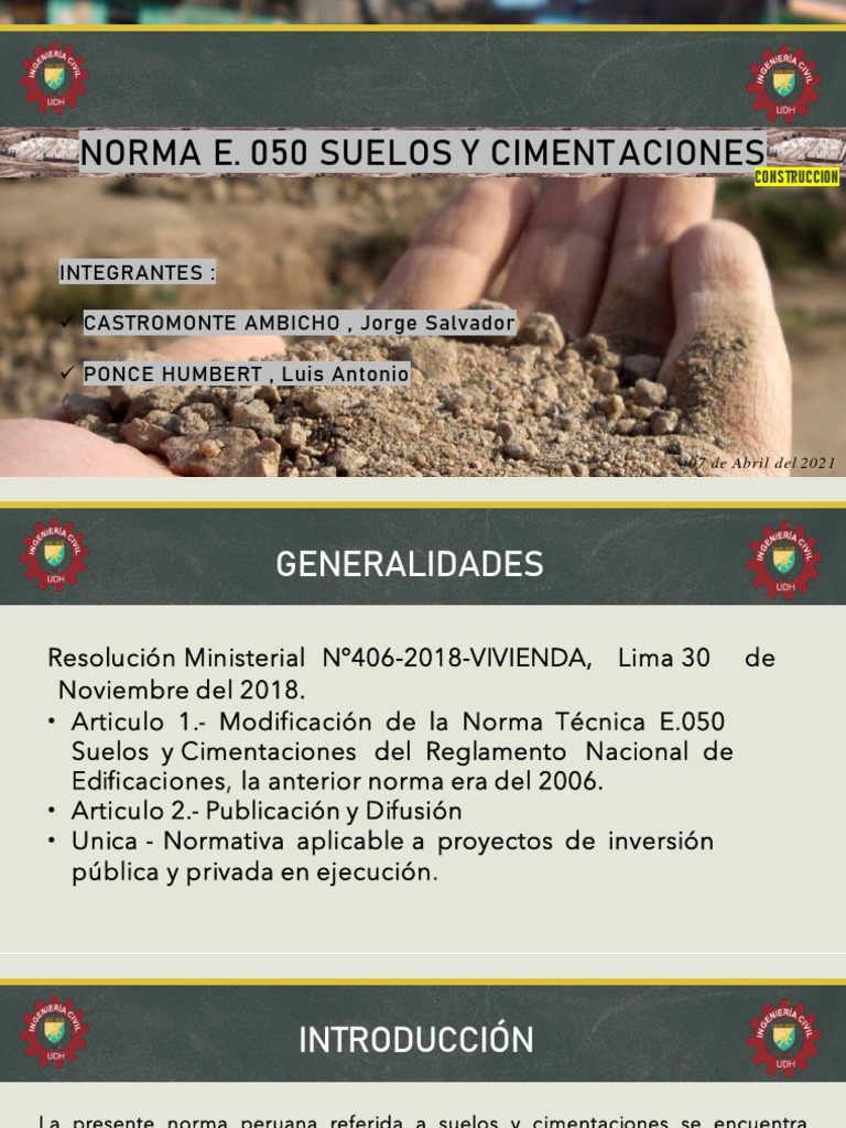 Norma E.050 Suelos y Cimentaciones | PDF | Fundación (Ingeniería) | Hormigón