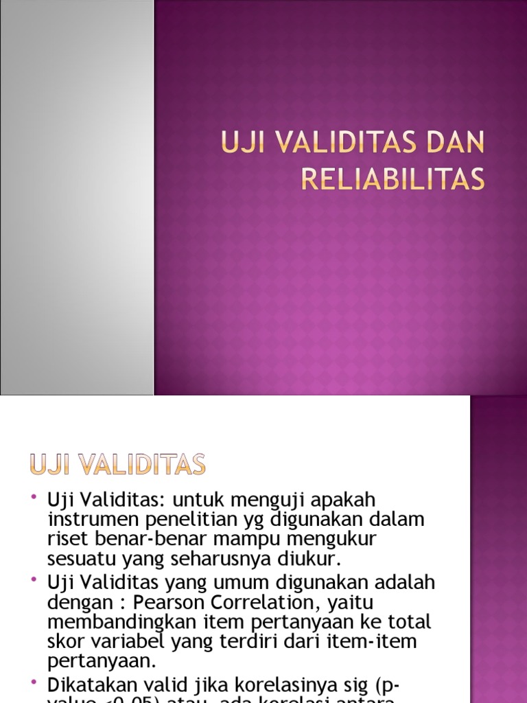 Uji Validitas dan Reliabilitas Instrumen | PDF