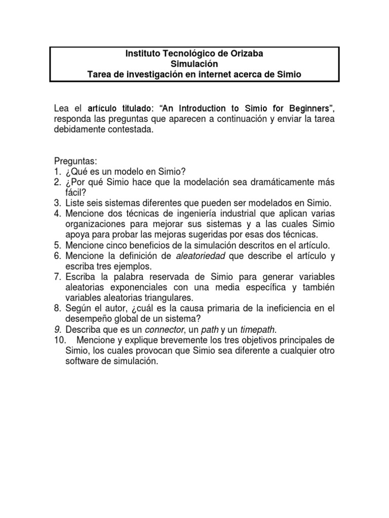 Preguntas de Simio | PDF