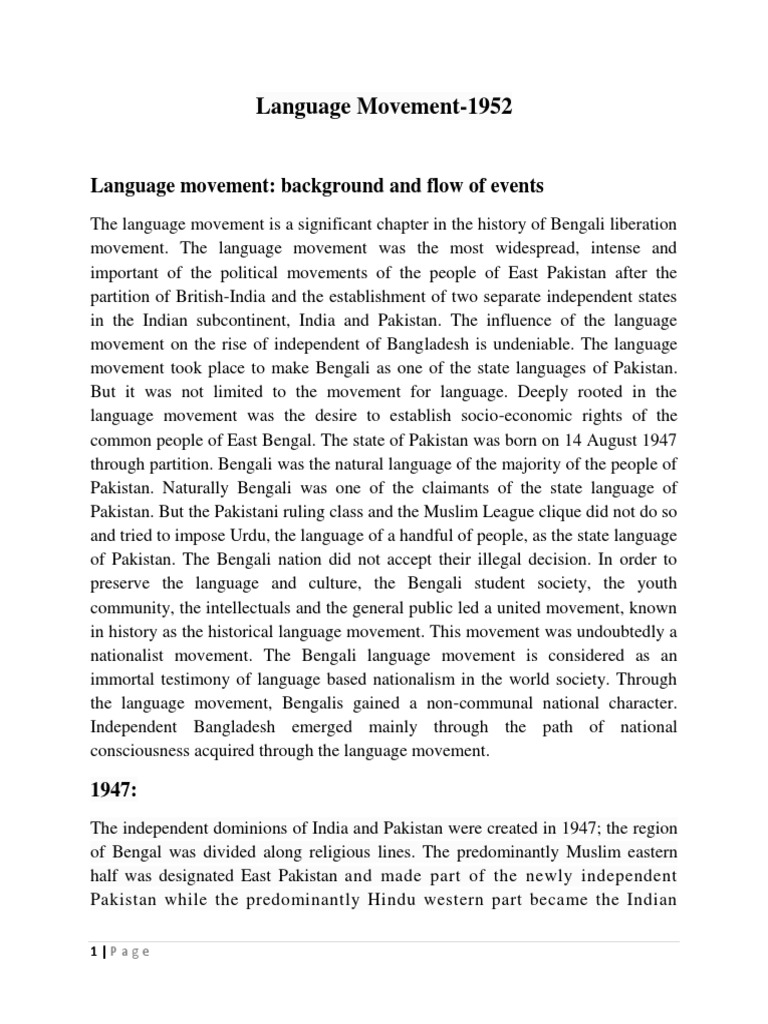 Language Movement: Background and Flow of Events | PDF | Bangladesh | Asia