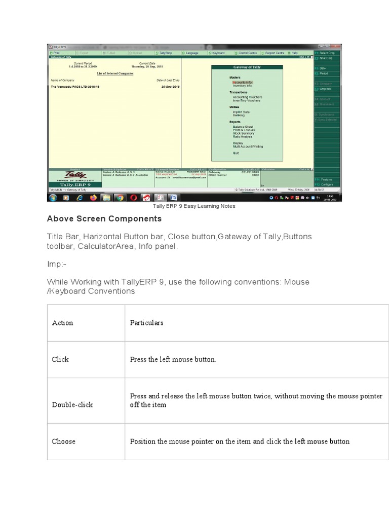 Tally ERP 9 Easy Learning Notes | PDF | Voucher | Receipt