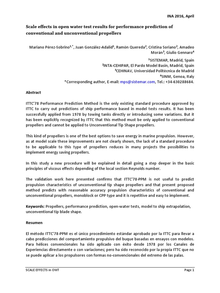 Scale Effects in Open Water Test Results For Performance of ...