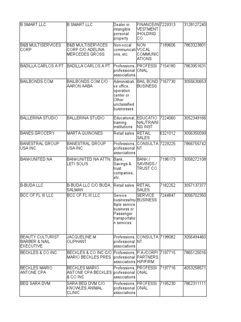 Business Entity Filings and Classifications in Miami-Dade County ...