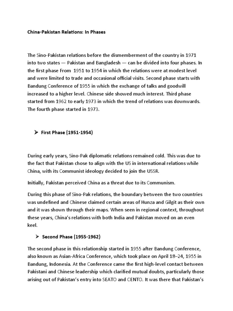 Evolution of Pakistan-China Relations | PDF | Pakistan | World Politics