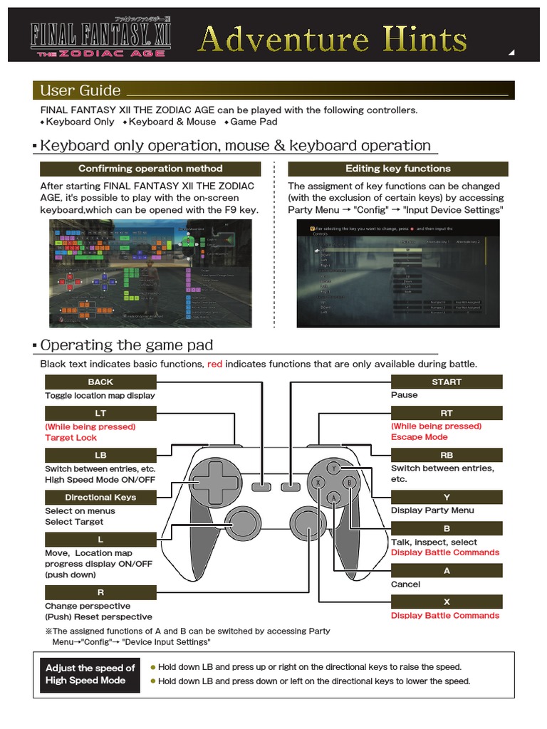 FF12 Zodiac Age Controller Guide | PDF | Menu (Computing) | Computing