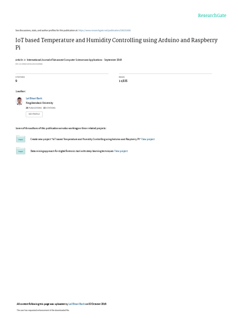 Iot Based Temperature and Humidity Controlling Using Arduino and ...