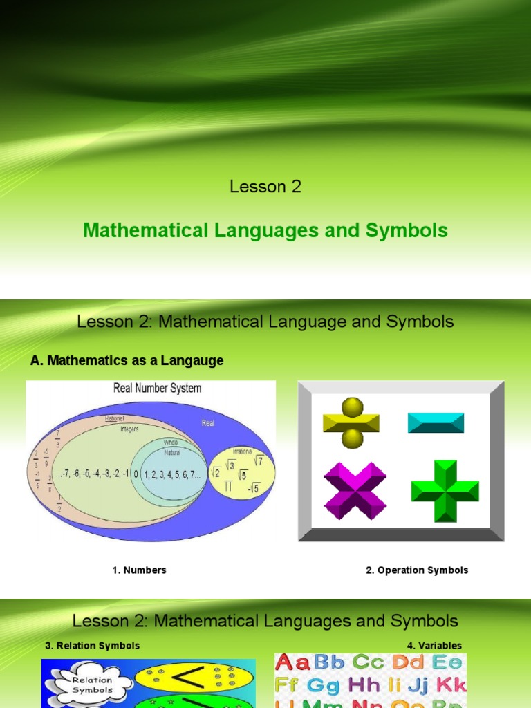 Lesson 2 Mathematical Langauges and Symbols | PDF | Function ...