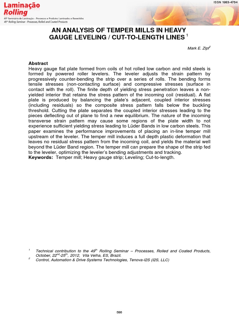 An Analysis of Temper Mills in Heavy Gauge Leveling / Cut-To-Length ...
