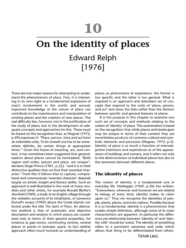 Urban Design Reader - On The Identity of Places | PDF | Identity ...