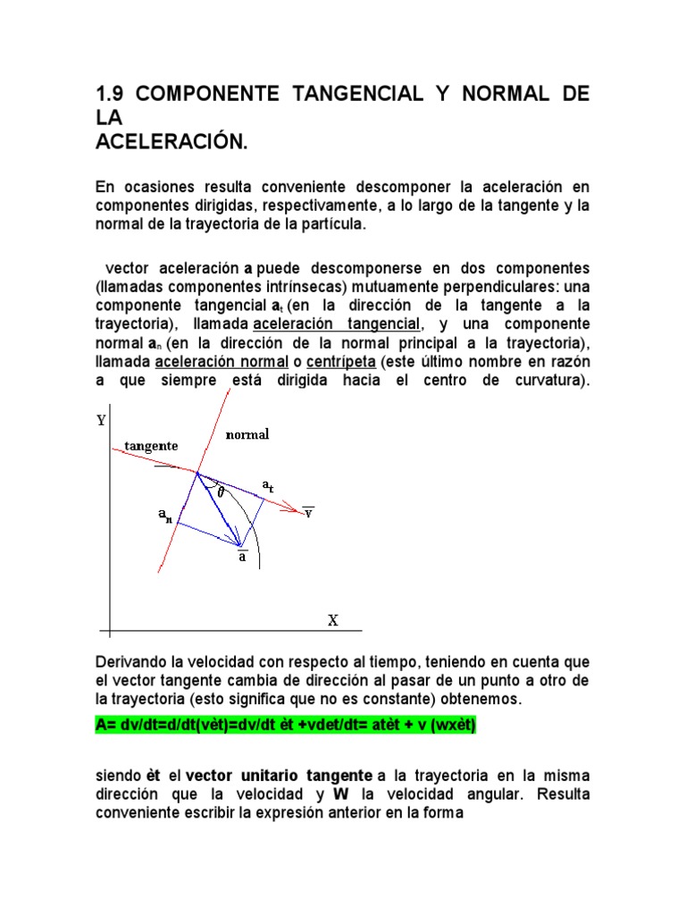 1.9 Componente Tangencial y Normal de La Aceleracion | PDF ...