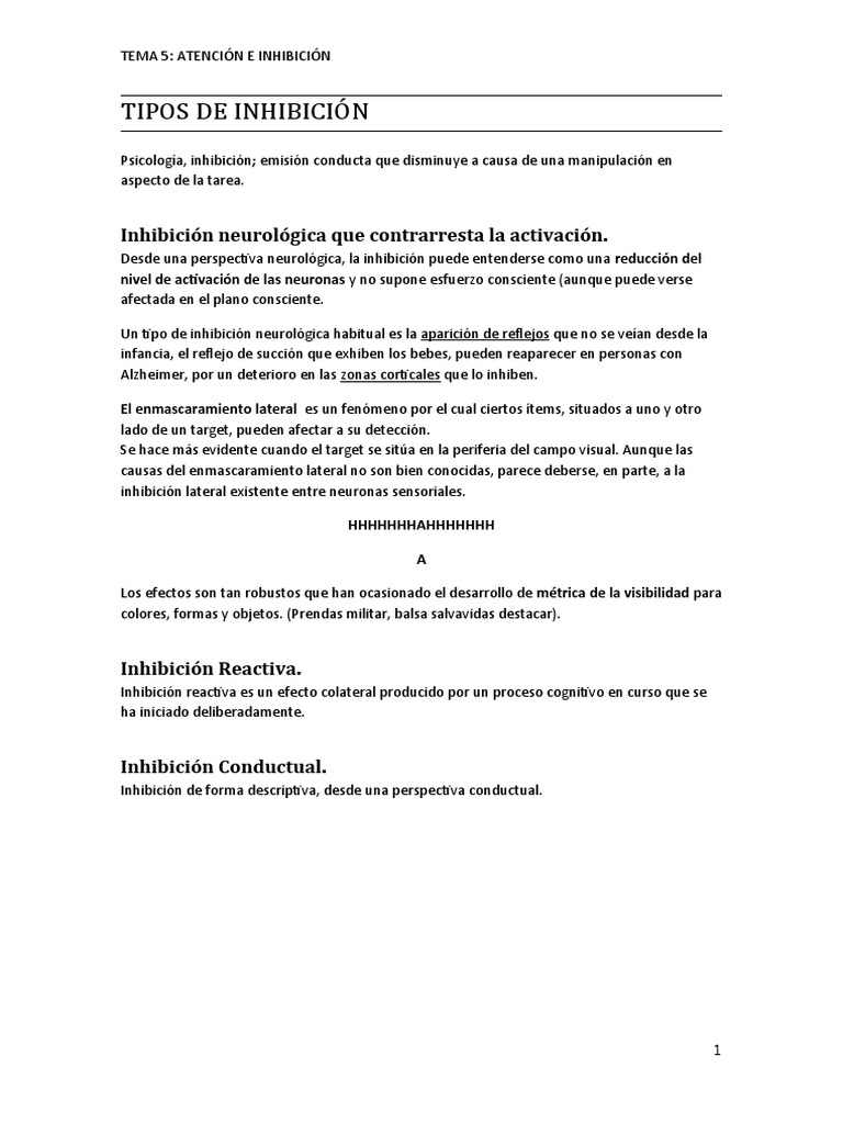 Inhibición y Atención en Psicología | PDF | Atención | Neurociencia ...