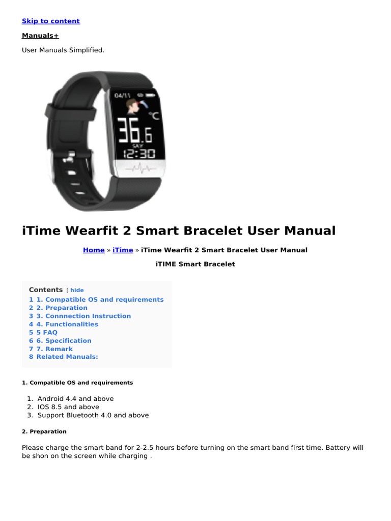Itime Wearfit 2 Smart Bracelet User Manual: Manuals+ | PDF | Android ... Itime Wearfit 2 Smart Bracelet User Manual: Manuals+ | PDF | Android ...
