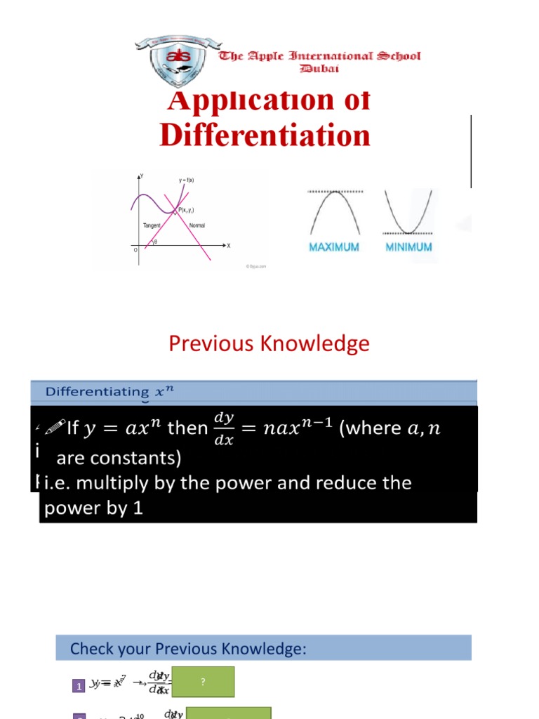 Application of Differentiation | PDF | Derivative | Differential Calculus