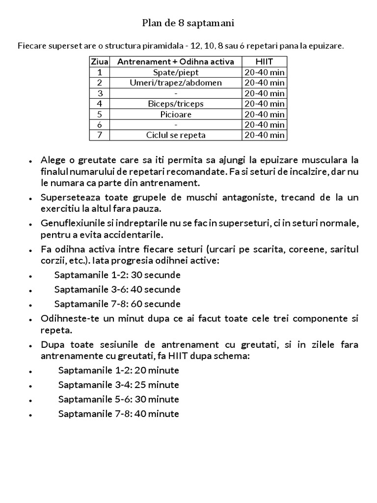 Plan de Antrenament Recompozitie Corporala | PDF