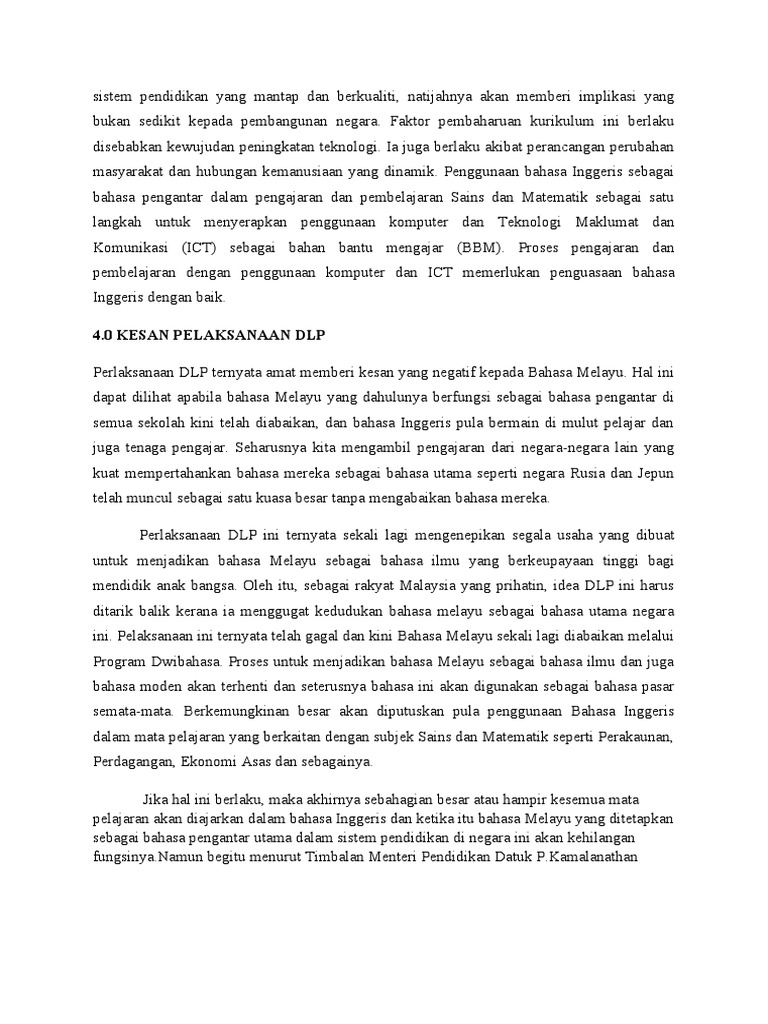 4.0 Kesan Pelaksanaan DLP | PDF