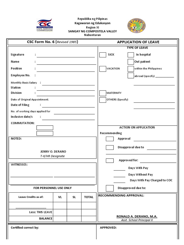 Form 6 (Leave Form) | PDF