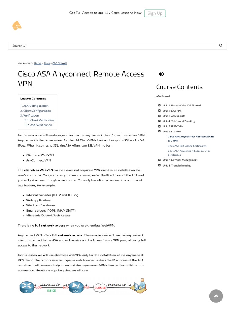 Cisco ASA Anyconnect Remote Access VPN | PDF | Virtual Private Network ...