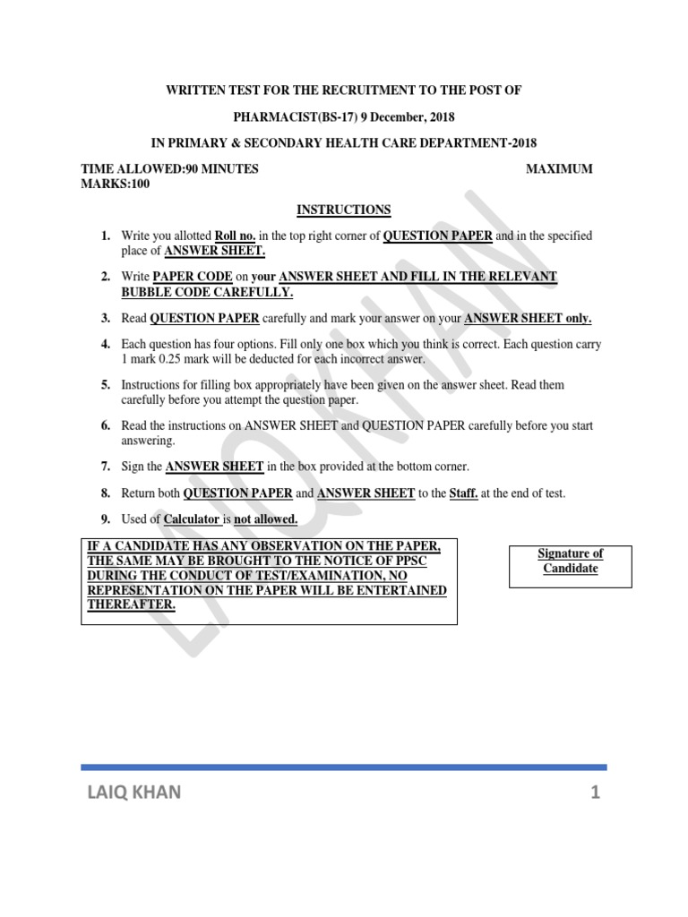 PPSC Pharmacist Exam Past Paper 2018 | PDF | Solvation | Chromatography