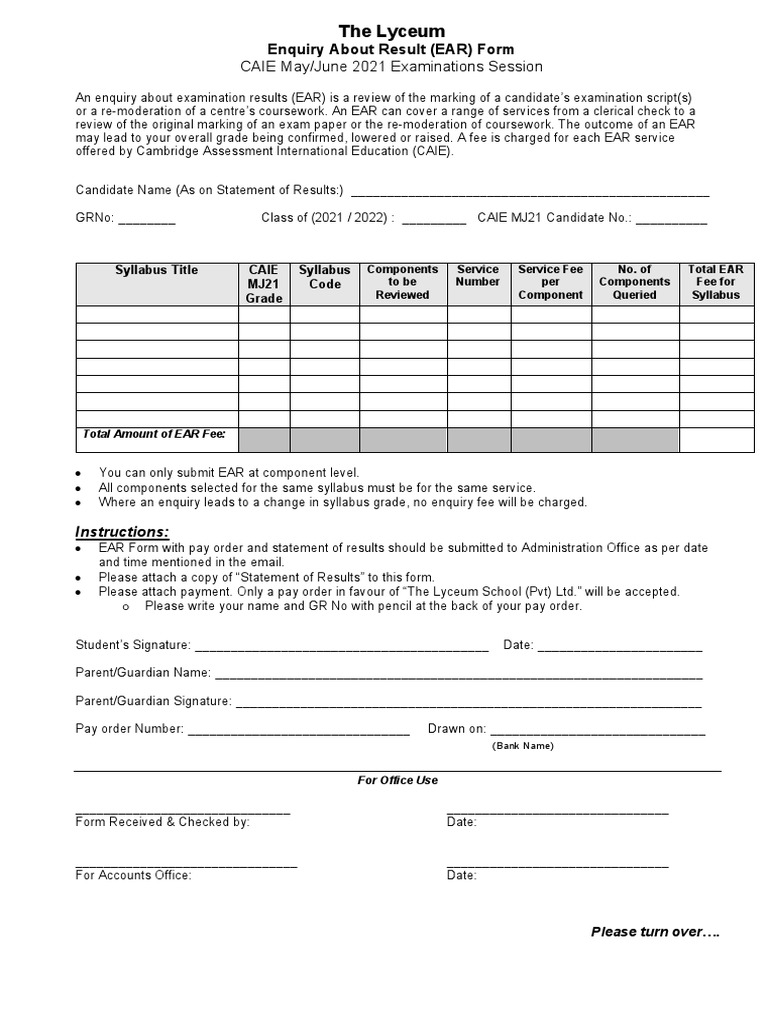 Recheck Form CAIE MJ21 With Fee Information | PDF | Fee