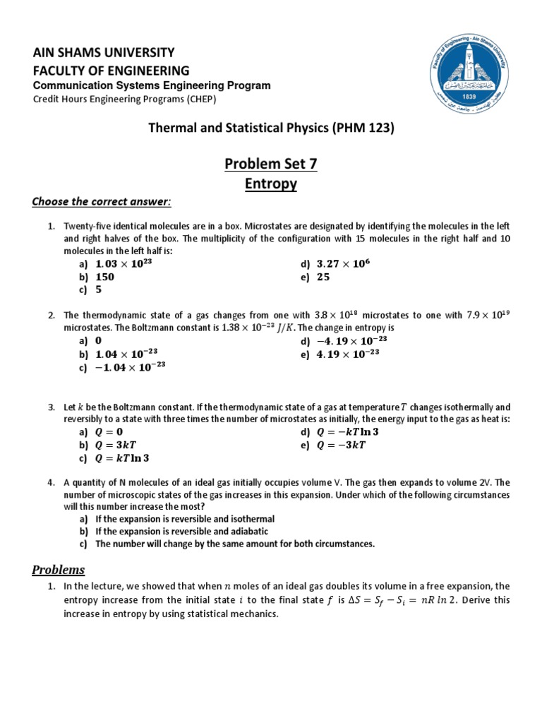 Multiplicity and Entropy in Ideal Gases | PDF | Gases | Entropy