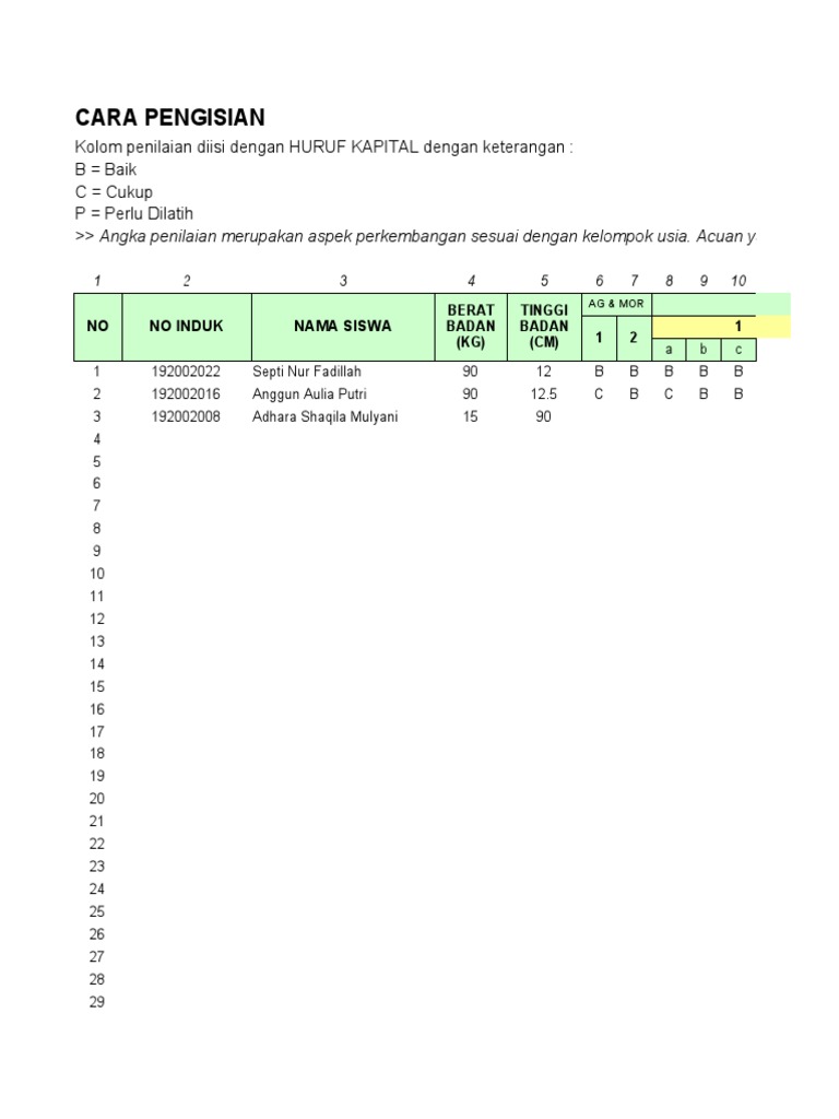 c.20 Contoh Raport Paud Otomatis KB Tpa 2-3 THN | PDF