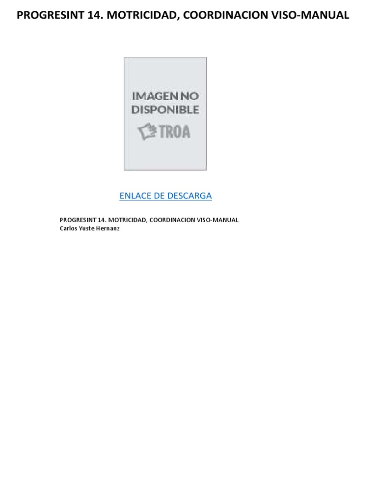 Progresint 14. Motricidad, Coordinacion Viso-Manual | PDF