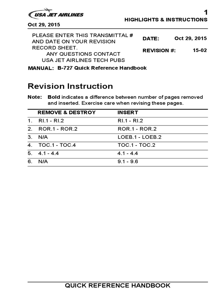 b727 QRH Rev 15 02 Full Manual VF Compressed | PDF | Engines | Switch