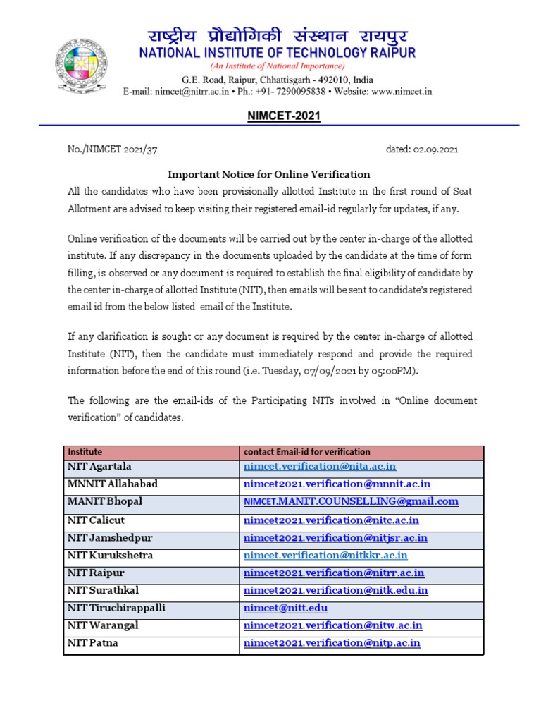 Important Notice For Online Verification | PDF