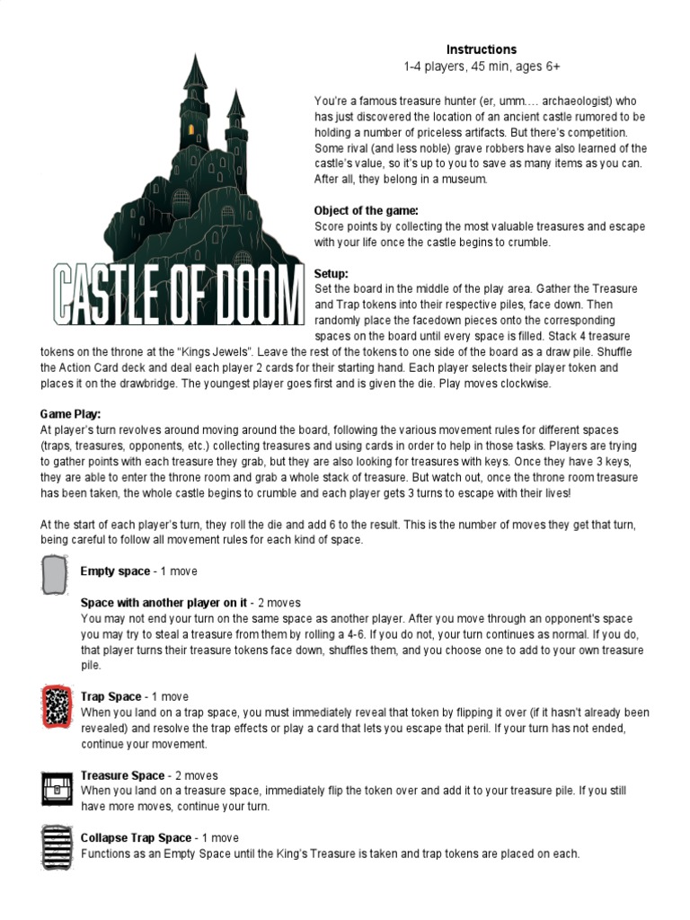 Castle of Doom - Rules | PDF | Games Of Mental Skill | Tabletop Games
