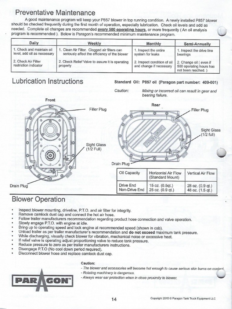 Paragon Blower Operation | PDF