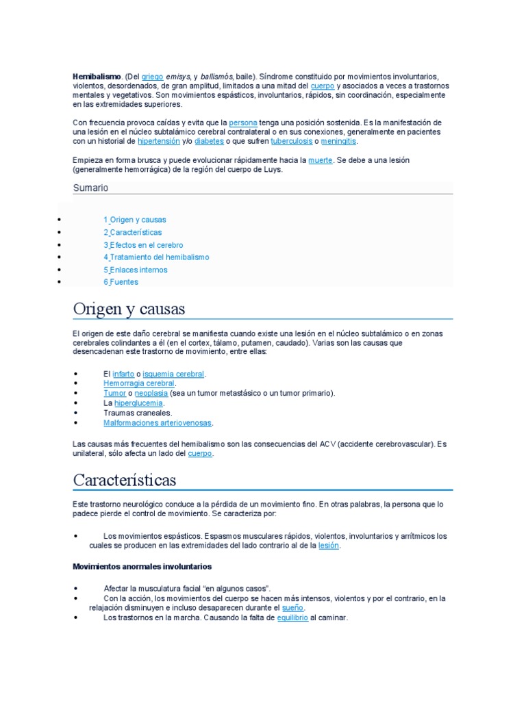 Hemibalismo | PDF | Ganglios basales | Cerebro