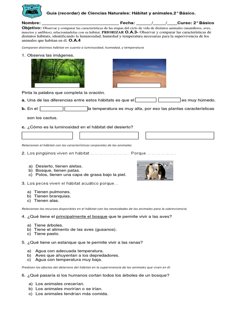 Ciencias-Habitat-y-Animales 2°DO | PDF | Tierra | Habitat