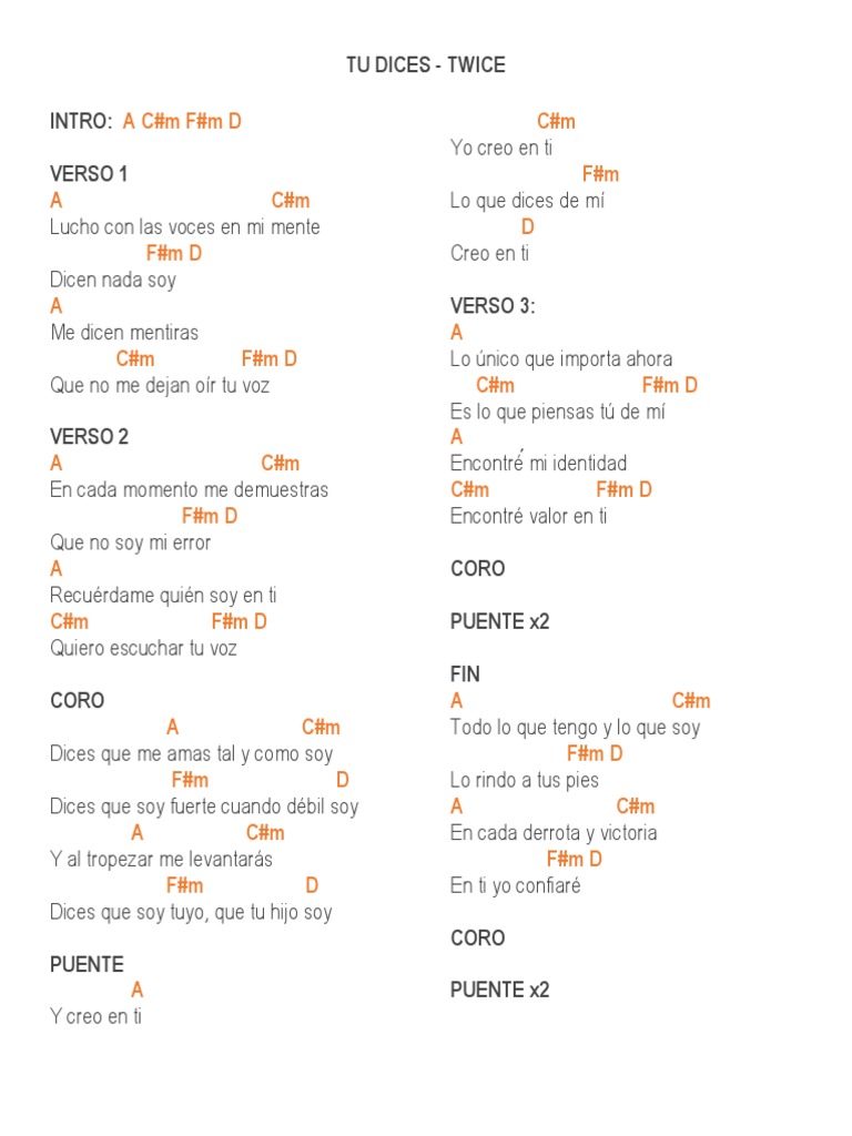 Tu Dices - Twice Intro: Verso 1 | PDF | Amor