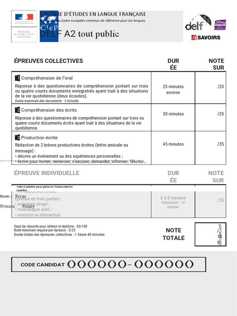 Épreuves DELF A2 : Compréhension et Production | PDF | Cinématographie ...