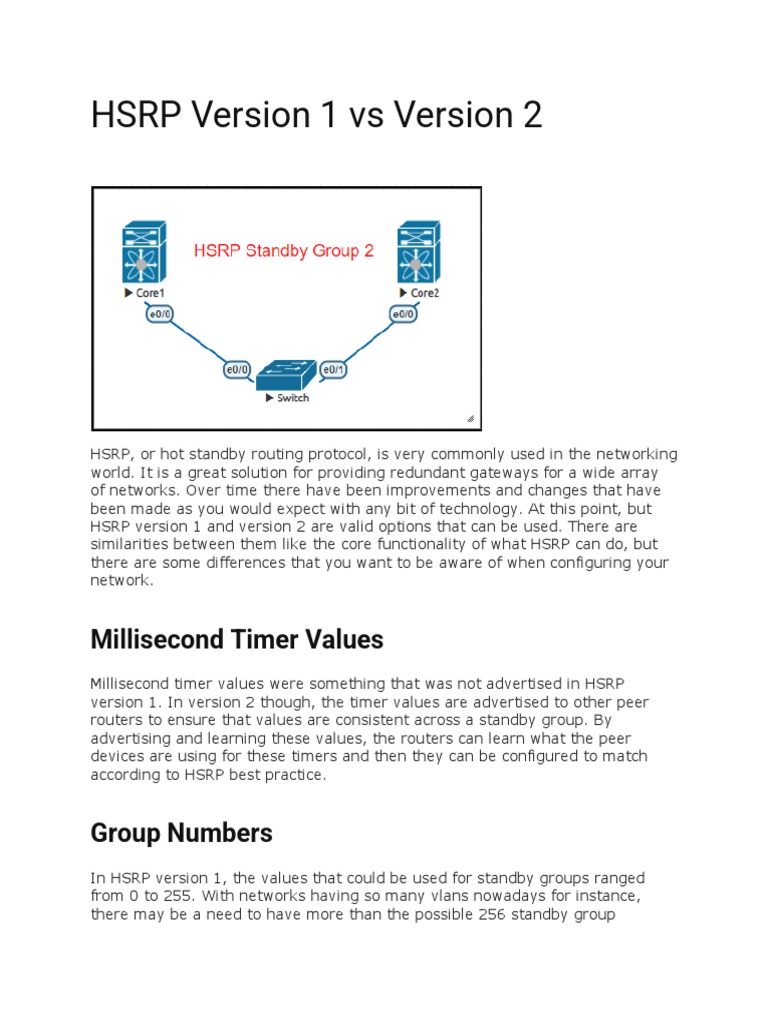 HSRP Version 1 Vs Version 2 | PDF