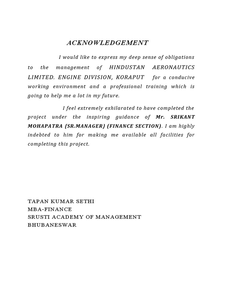 Acknowledgement: Hindustan Aeronautics Limited. Engine Division ...