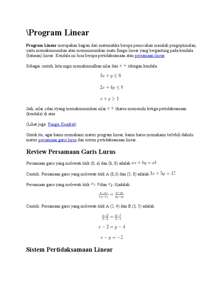 Program Linear | PDF